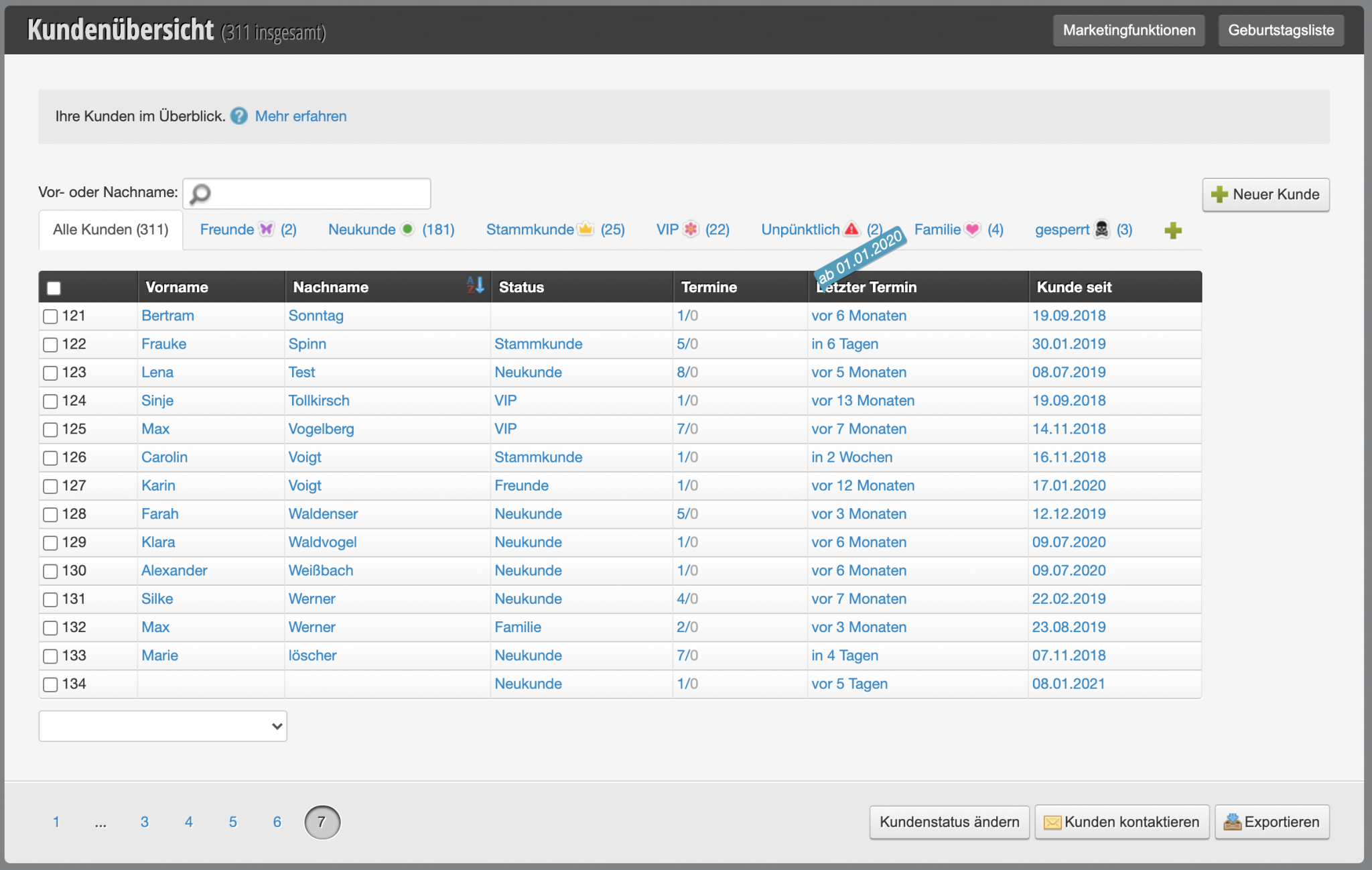 Ausgewählte Kunden kontaktieren | Handbuch